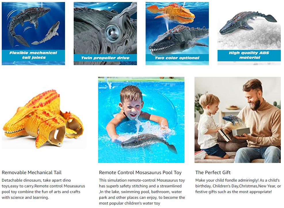 Remote Control Dinosaur for Kids,Mosasaurus Diving Toys RC Boat with ...